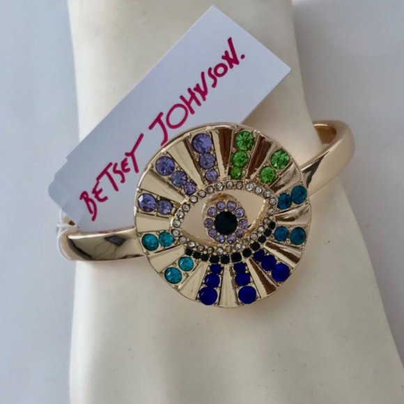 Betsey Johnson | Jewelry | Betsey Johnson Lucking Out Evil Eye Hinge ...